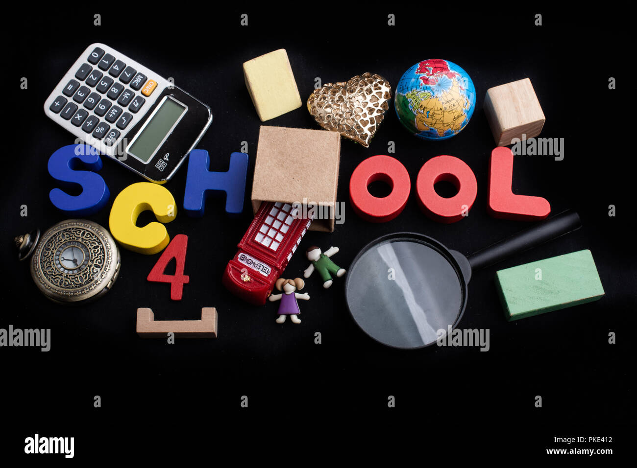 Education concept by School lettering with colorful wooden letters ...