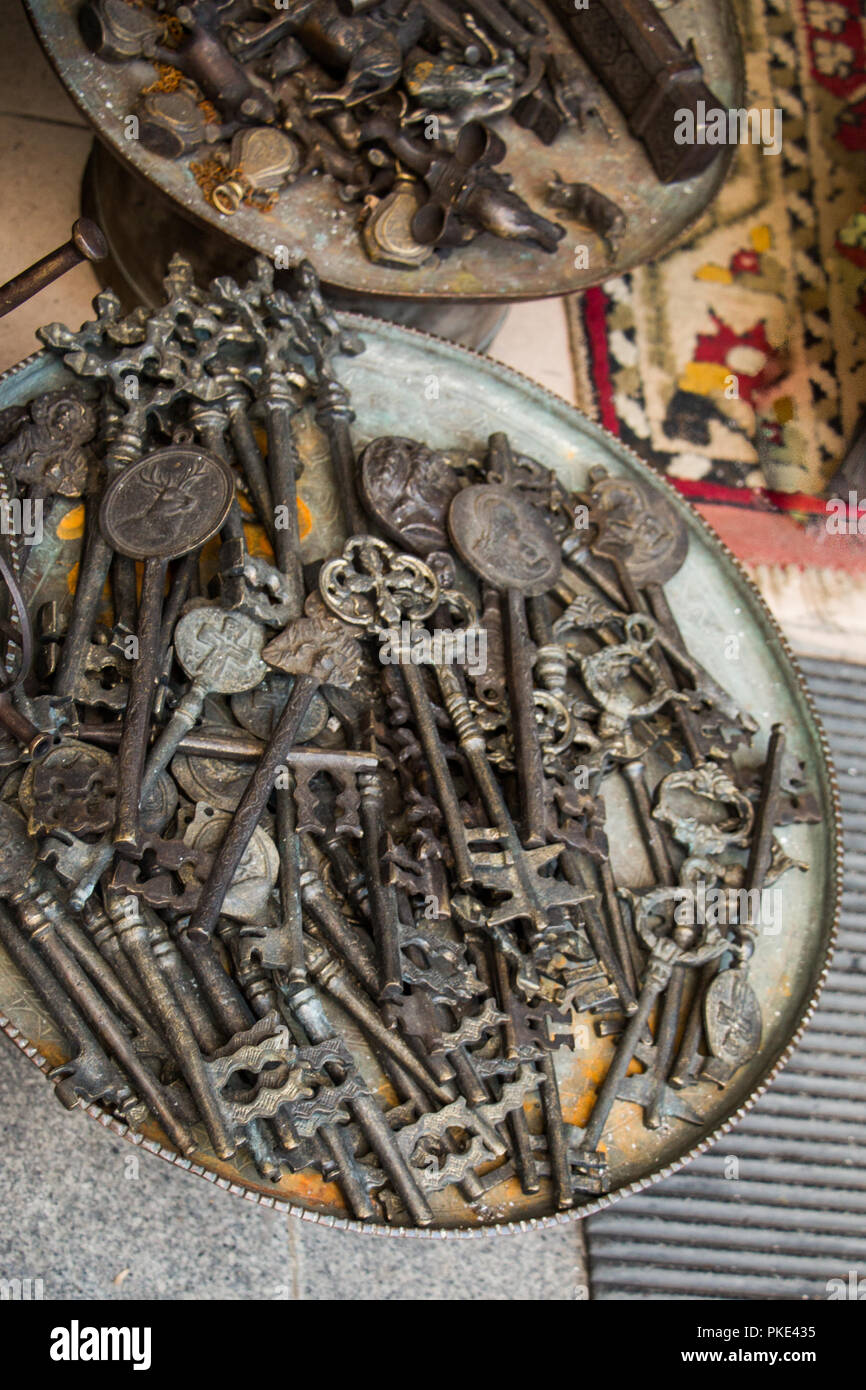 Set of retro styled dark golden color keys Stock Photo - Alamy