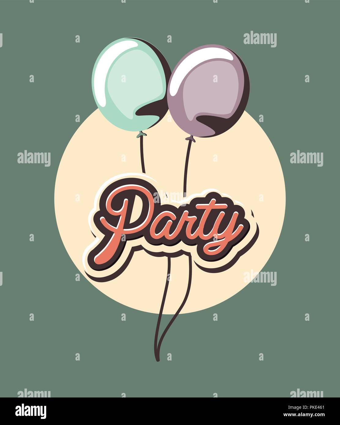 party design with colorful balloons over green background, vector ...