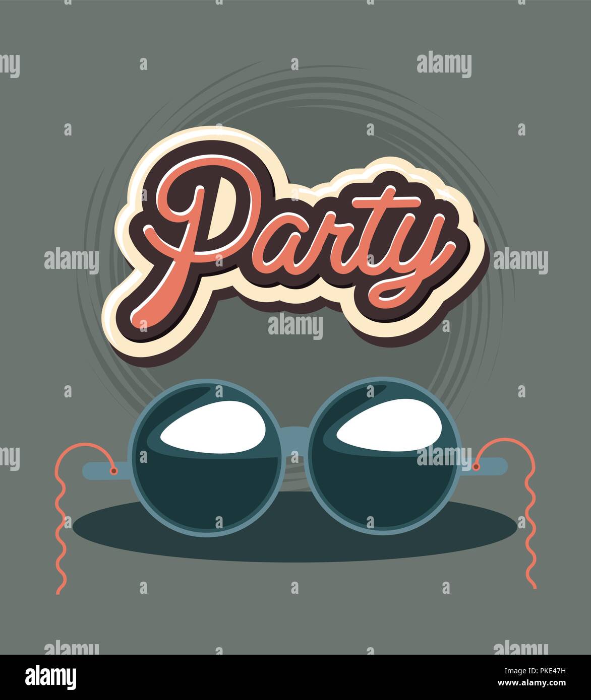 party design with glasses over green background, colorful design ...