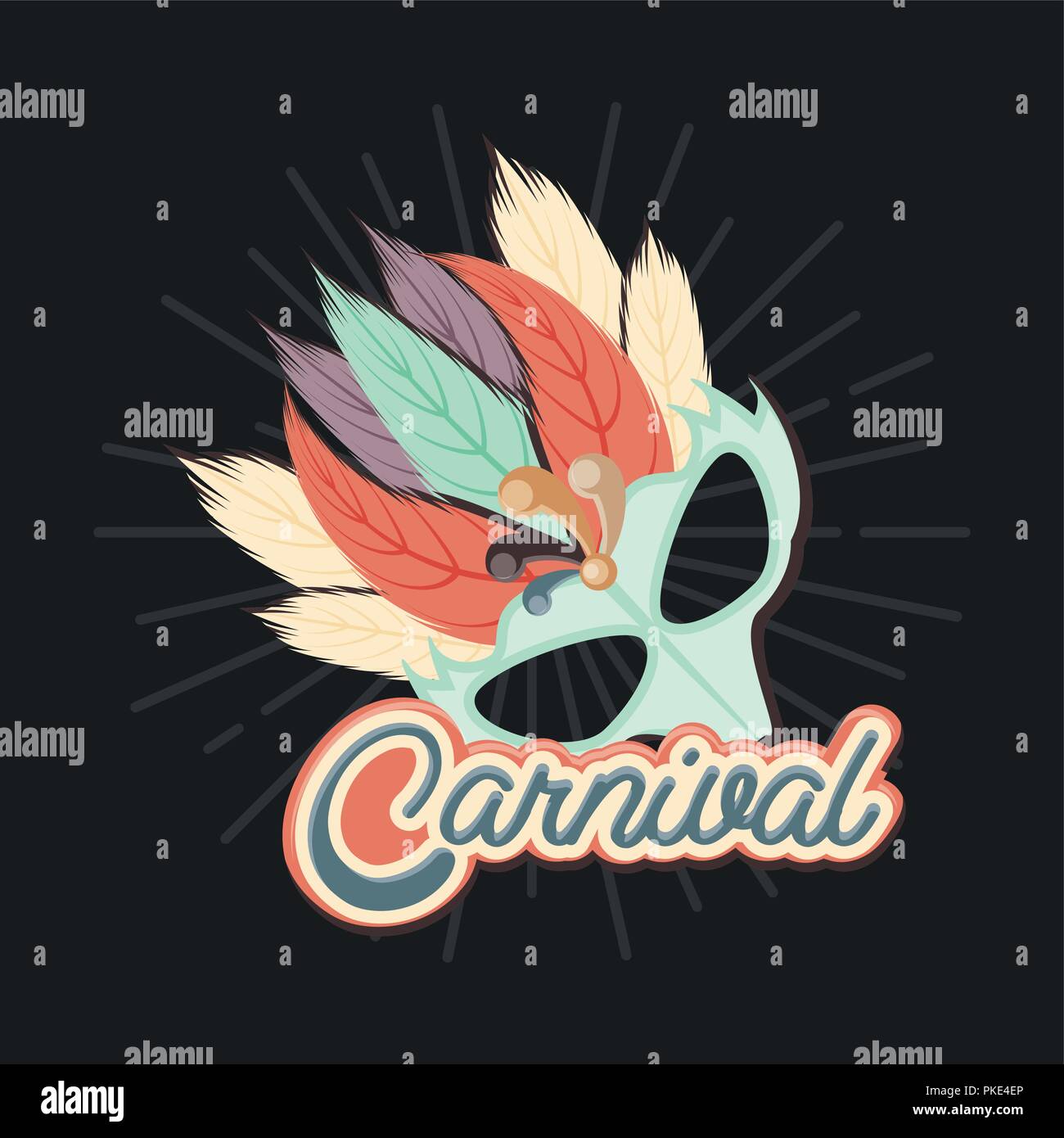 masquerade party mask carnival with feathers vector illustration Stock ...