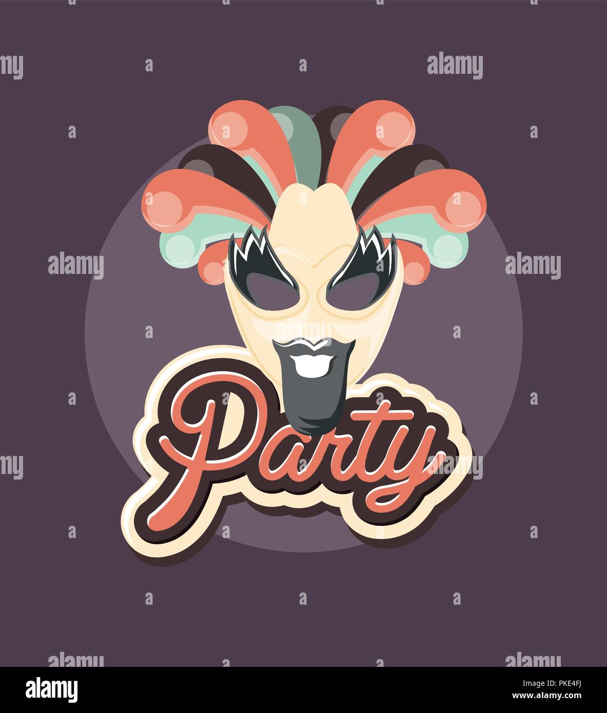 funny retro carnival mask with beard party vector illustration Stock ...