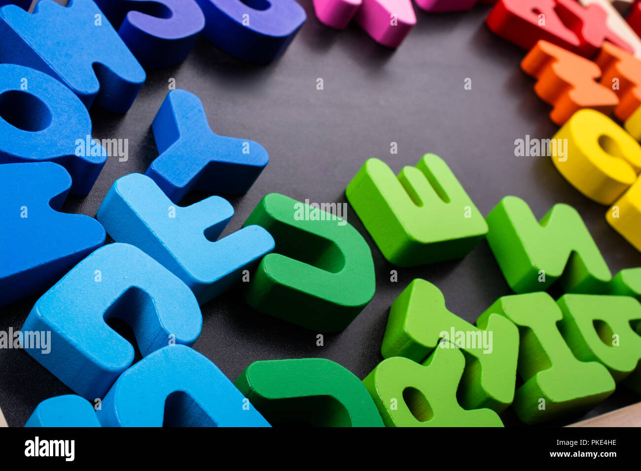 Colorful Letters of Alphabet made of wood Stock Photo - Alamy