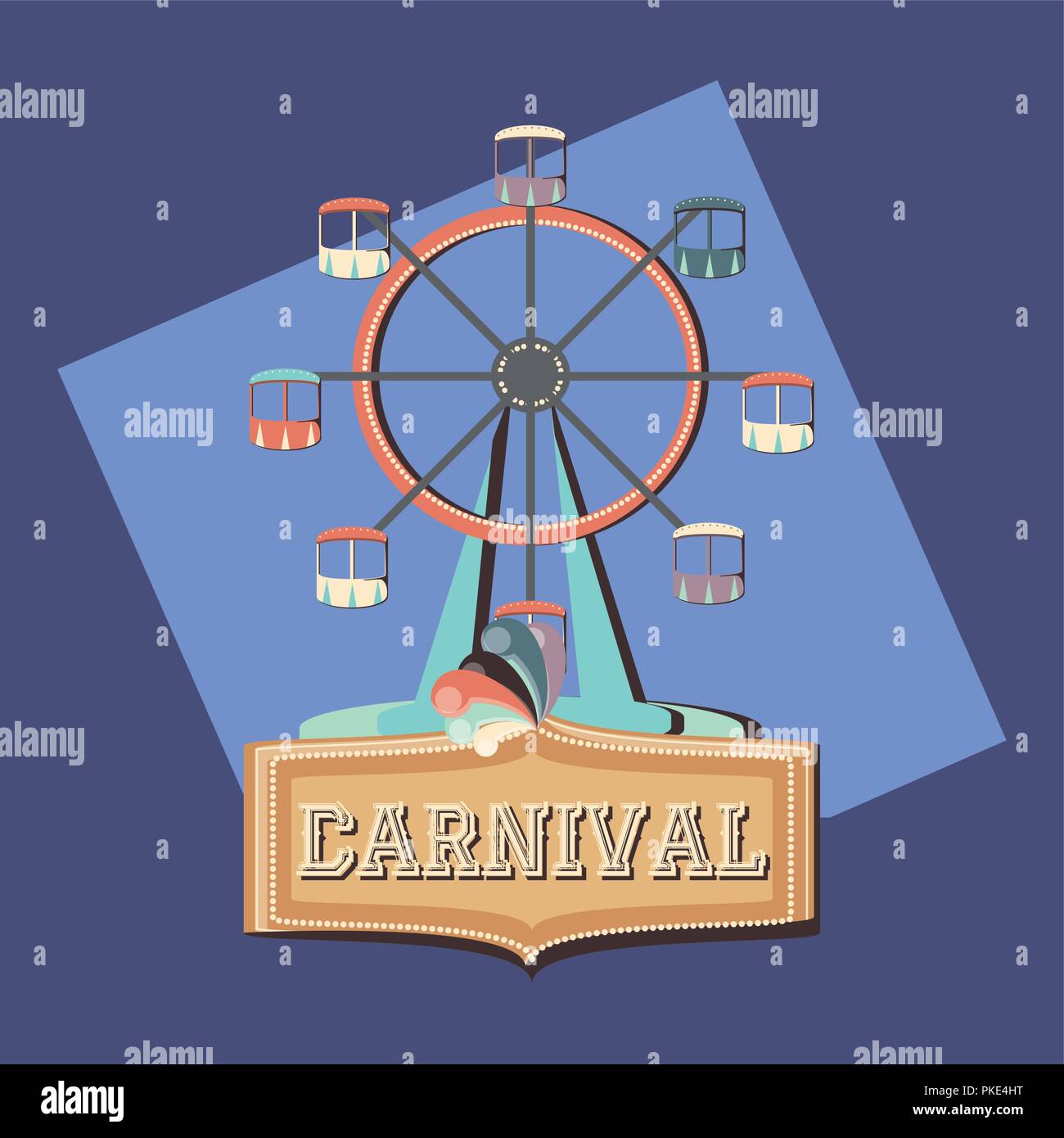 carnival design with ferris wheel over blue background, colorful design ...