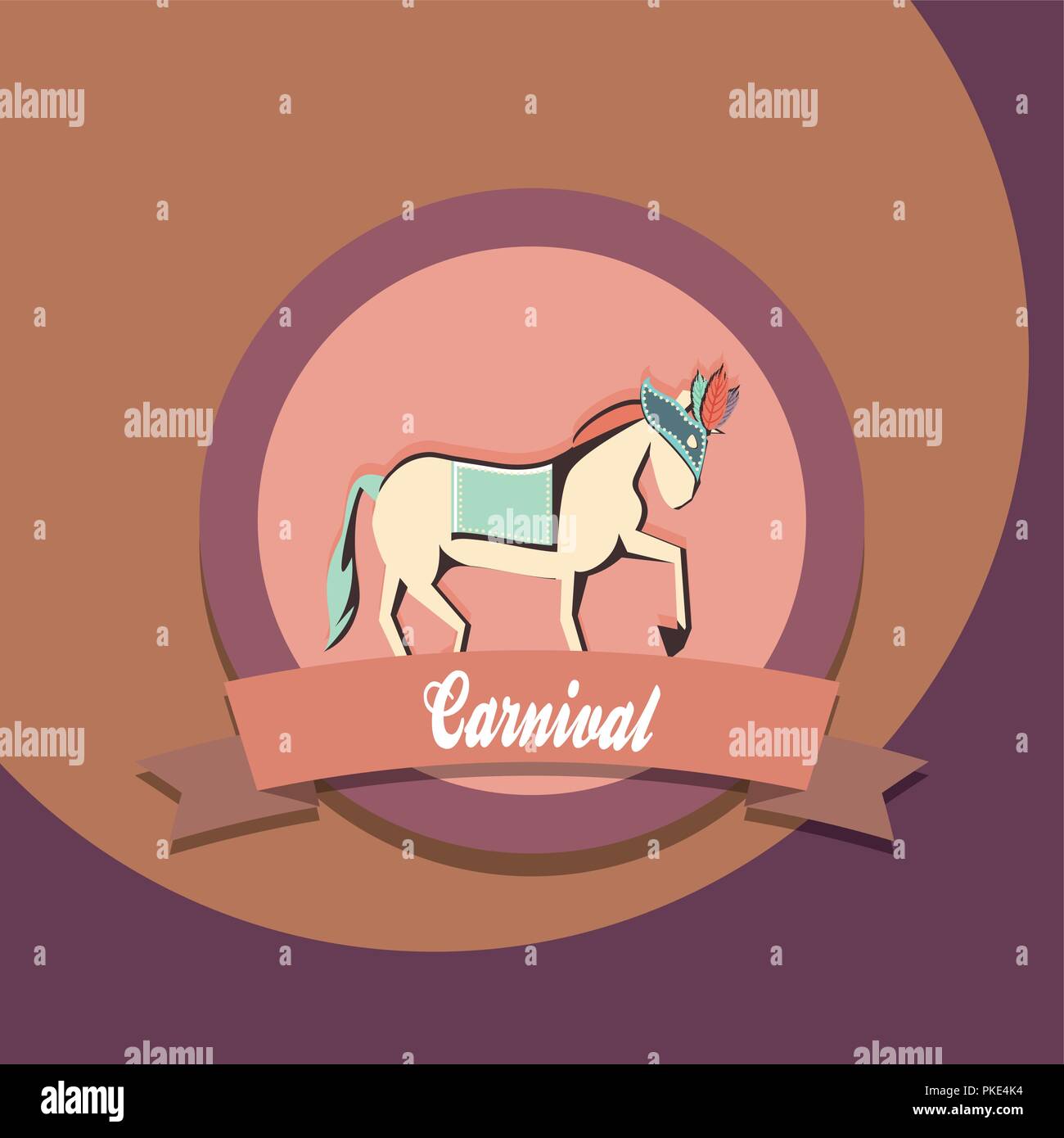 emblem with carnival horse over orange background, vector illustration ...