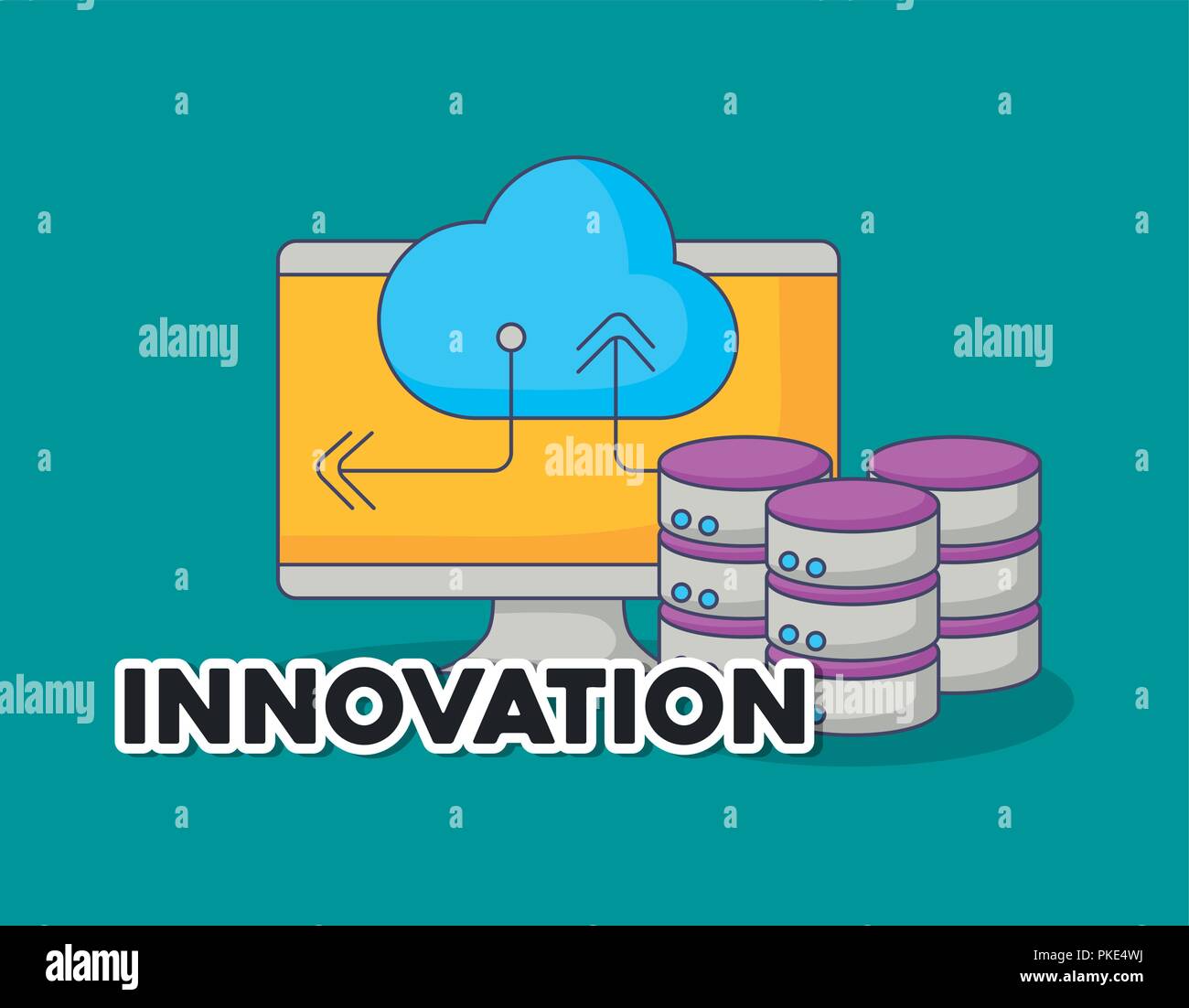 innovation and technology design with data servers and computer over ...