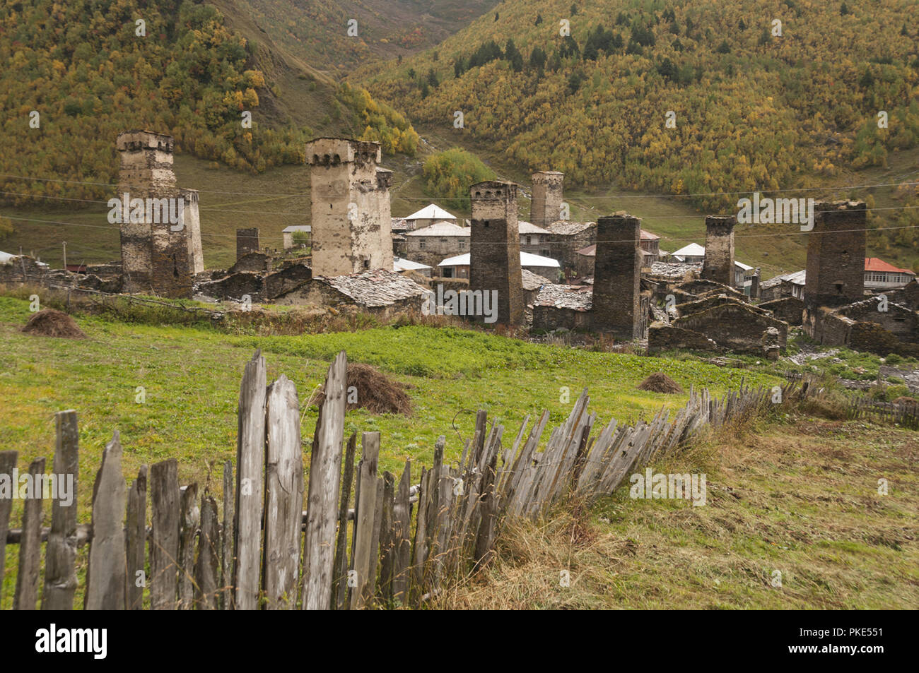 Georgia, Svaneti region, Ushguli, village with Svan defensive house ...