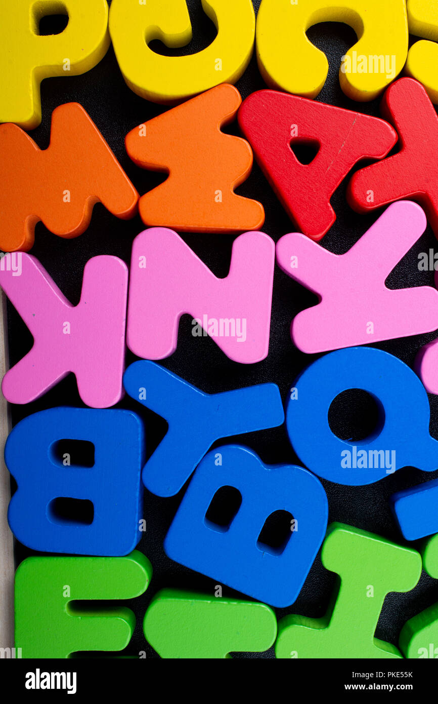 Colorful Letters of Alphabet made of wood Stock Photo - Alamy