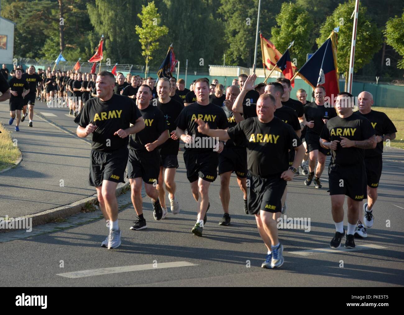 Members of U.S. Army Garrison Bavaria participate in a large formation ...