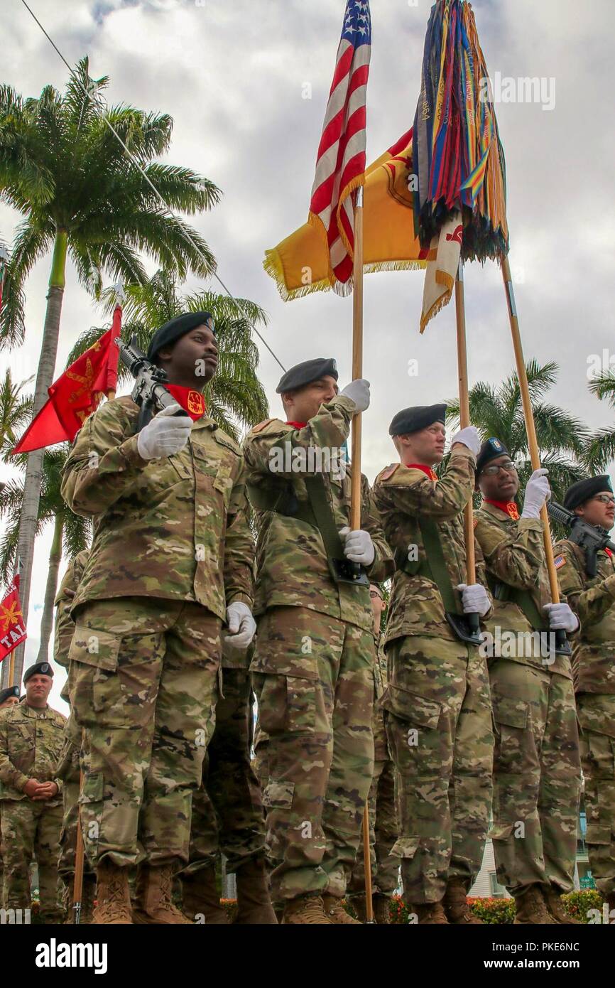 The 94th AAMDC color guard stands tall at the center of the formation ...