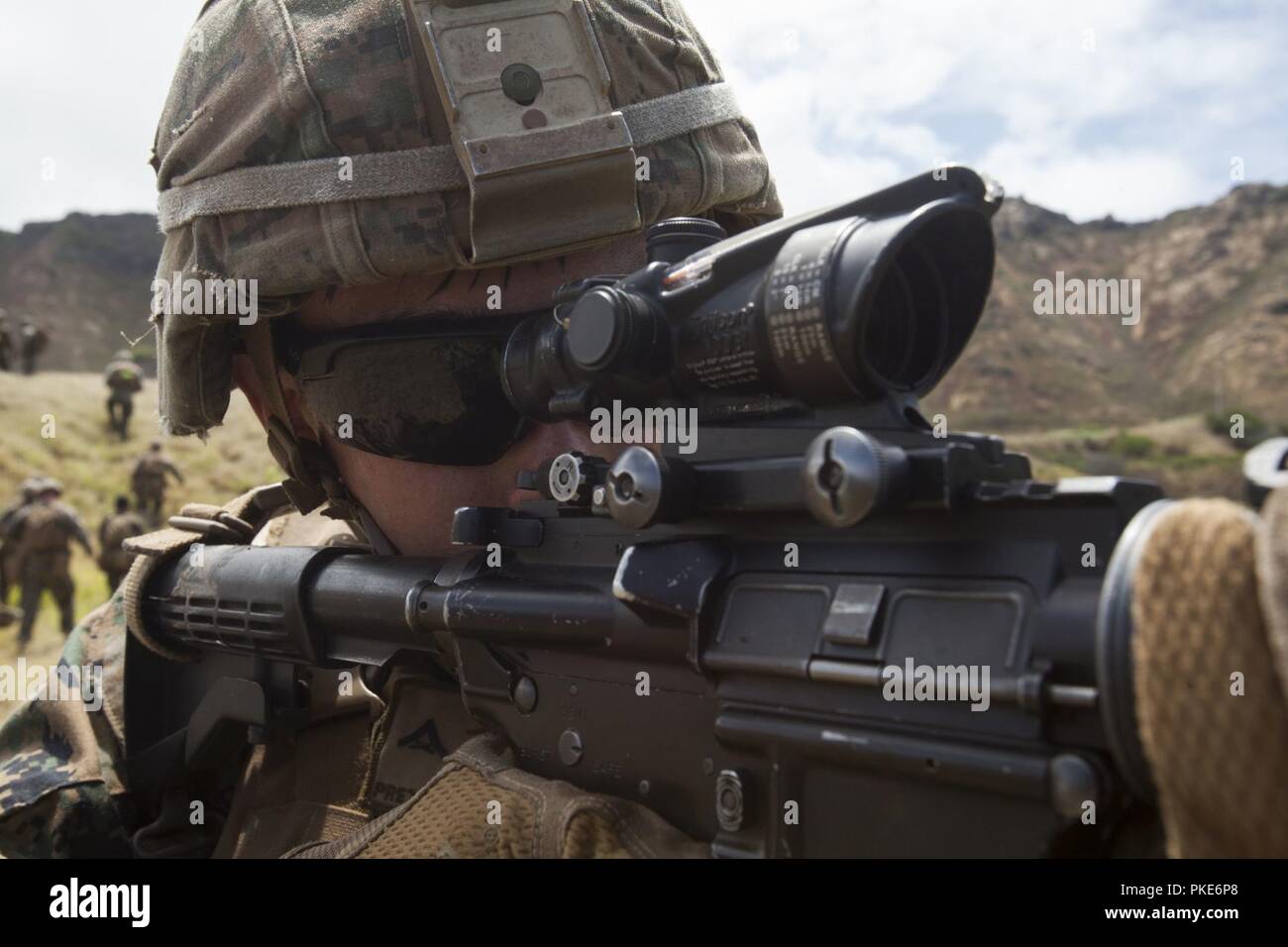 U.S. Marine Corps Lance Cpl. Wyatt Prettyman, a squad leader with Lima Company, 3rd Battalion ...