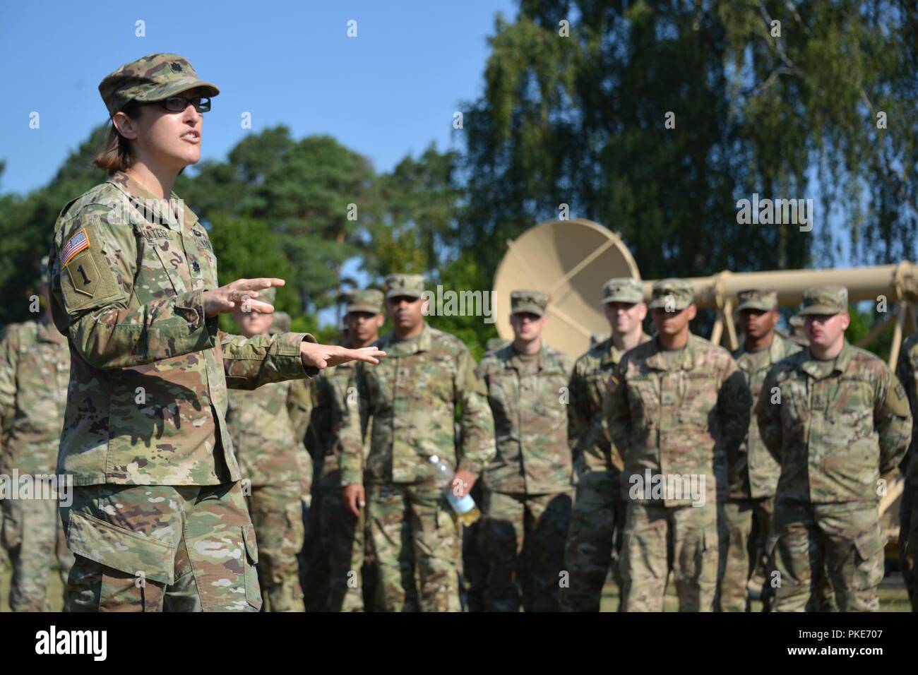U.S. Army Lt. Col. Heather McAteer, left, commander of the 44th ...