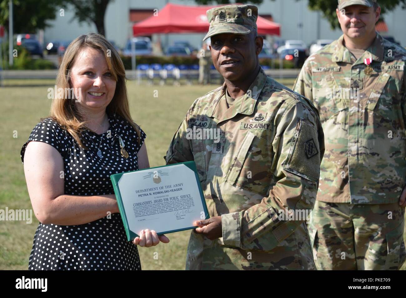 U.S. Army Command Sgt. Maj. Gregory D. Rowland, 2d Theater Signal Brigade senior enlisted leader ...