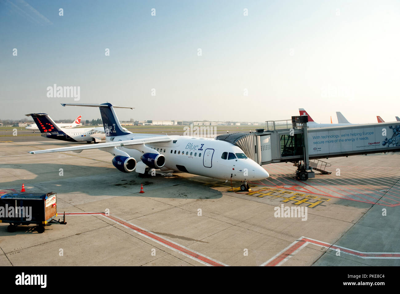 The airport ramp or apron of the Brussels National Airport (Belgium, 15 ...