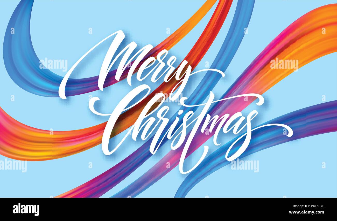 Merry Christmas hand drawn lettering banner design Stock Vector Image ...