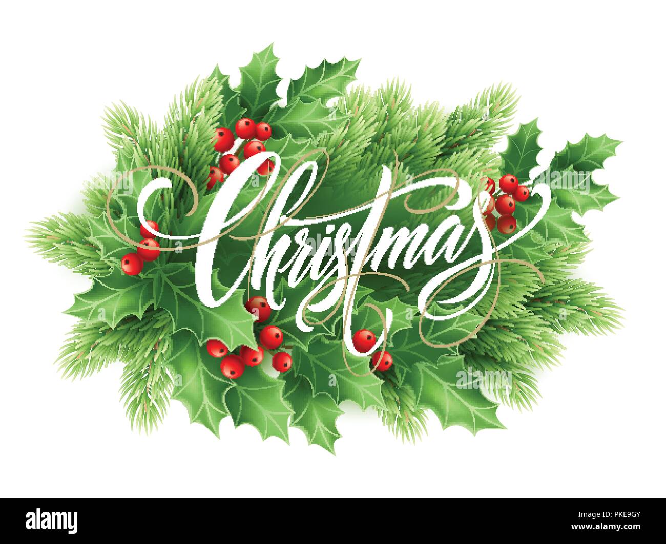Mistletoe holly christmas decor Stock Vector Images - Alamy
