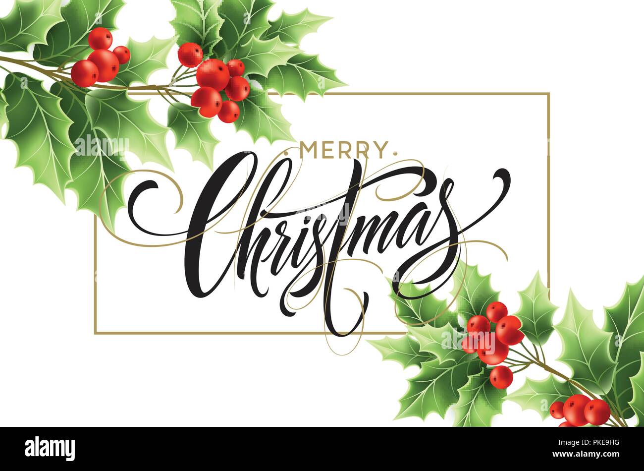 Merry Christmas lettering in rectangular frame Stock Vector Image & Art ...