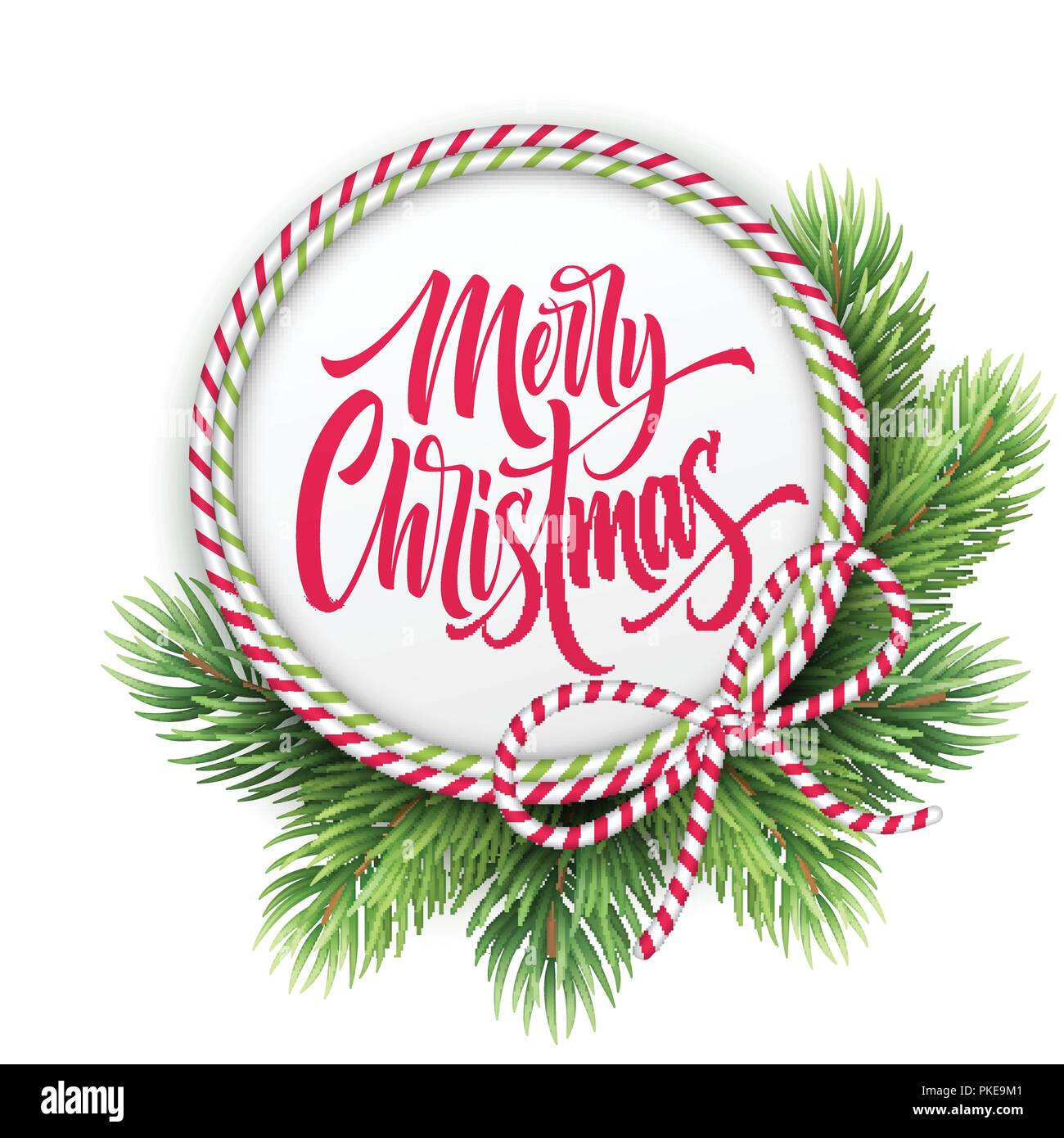 Merry Christmas lettering in circle rope frame Stock Vector Image & Art ...