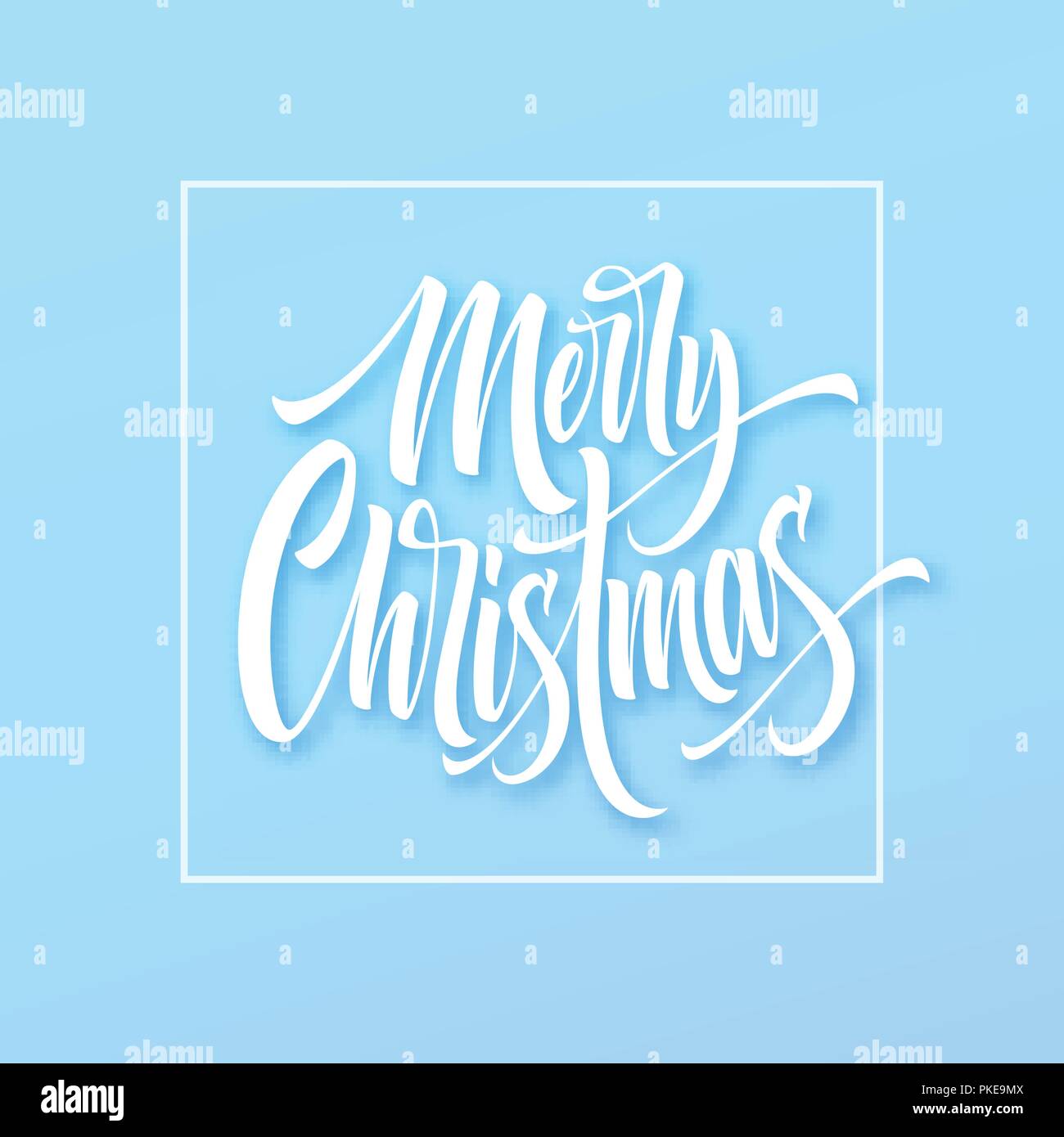 Merry Christmas hand drawn lettering in square frame Stock Vector Image ...