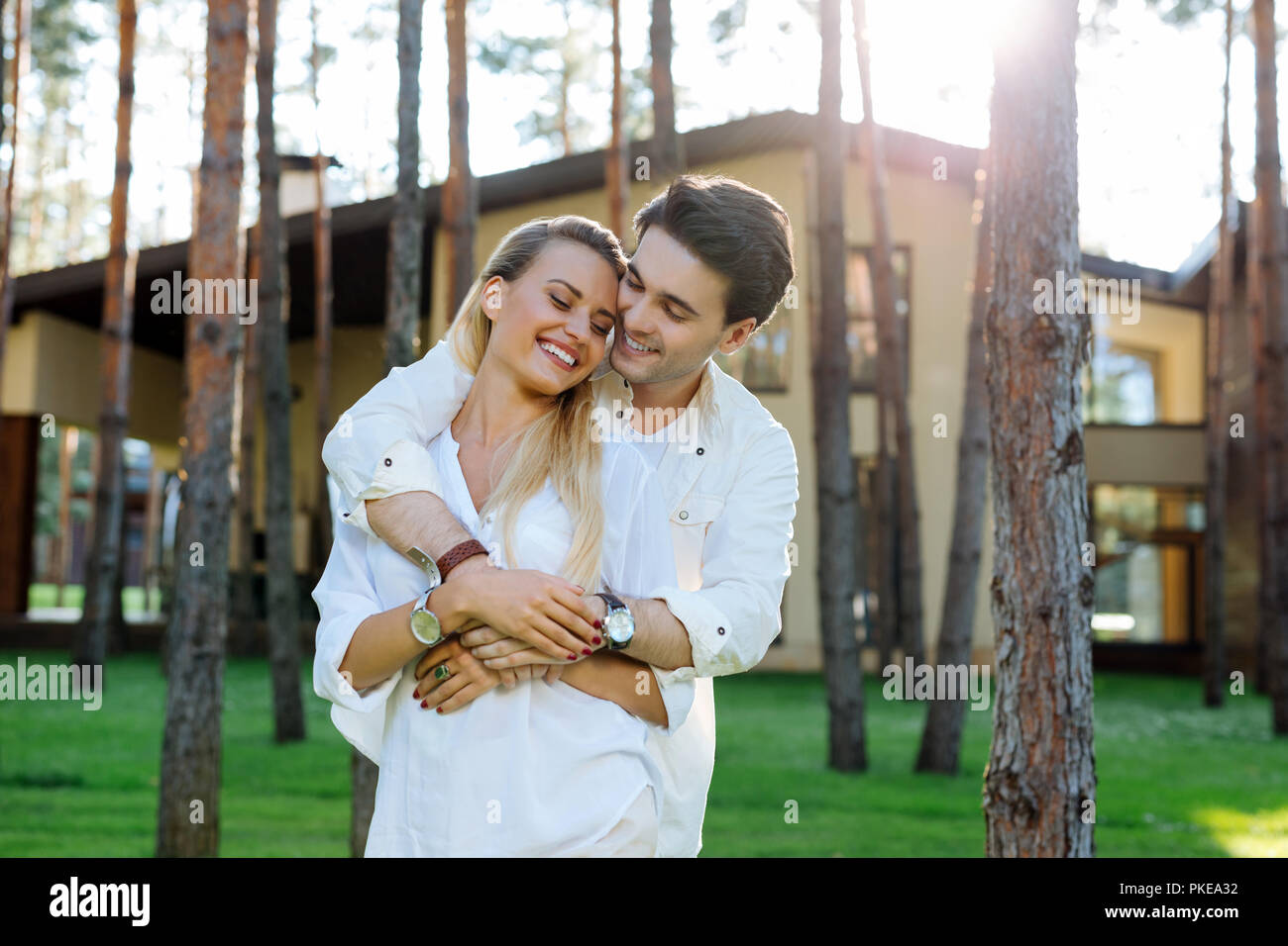 Happy cheerful couple enjoying their weekend together Stock Photo - Alamy