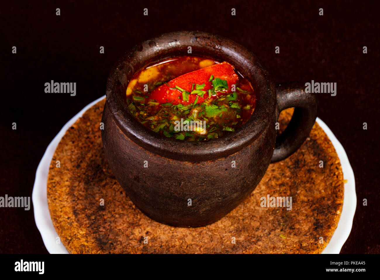 Georgian cuisine - Chanahi mutton with vegetbles Stock Photo - Alamy