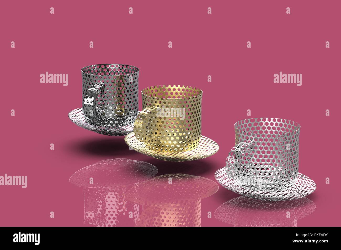 Coffee decorative mugs 3D Stock Photo - Alamy