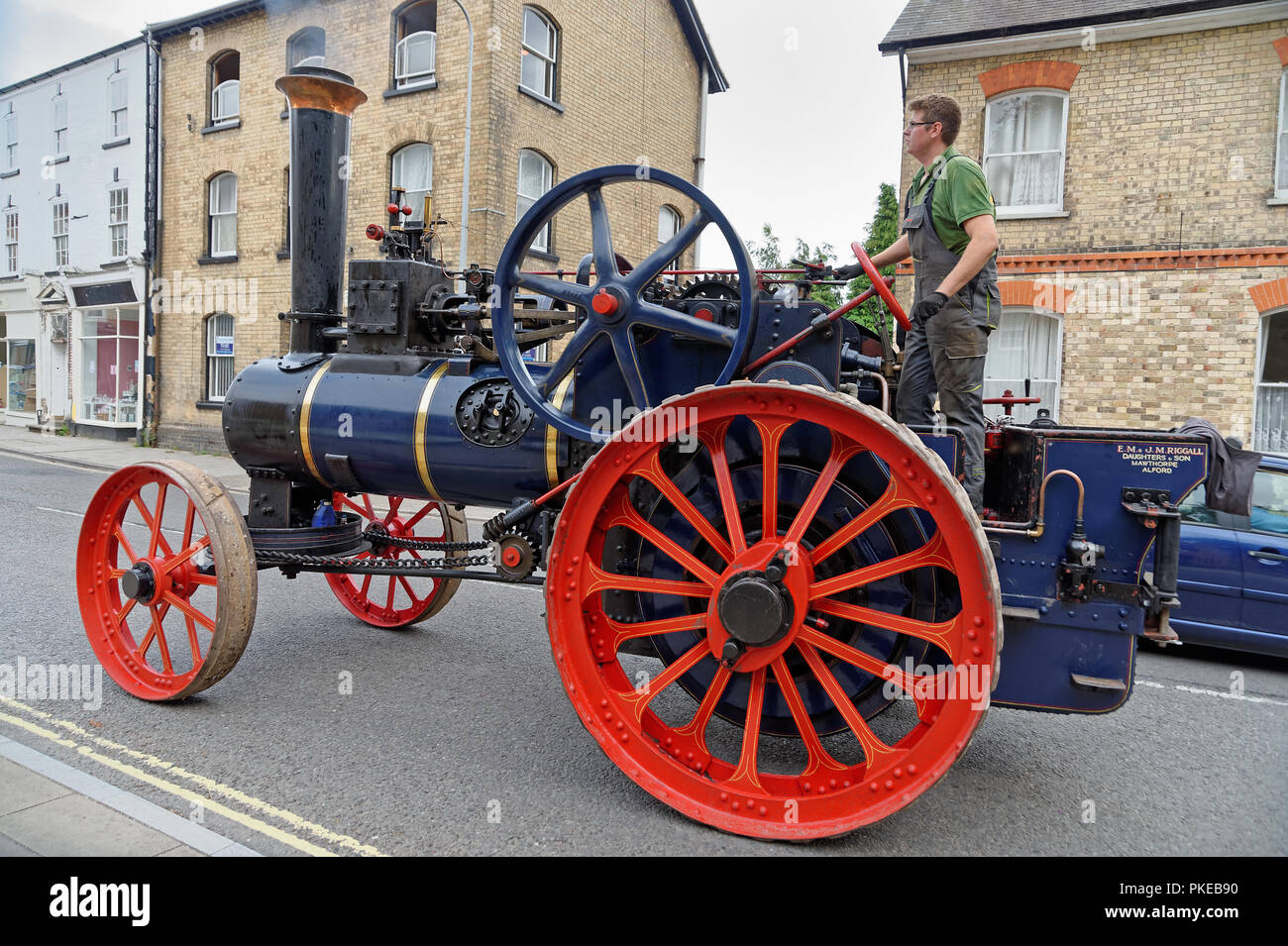 Close up detail of a vintage steam traction engine built in the UK by ...