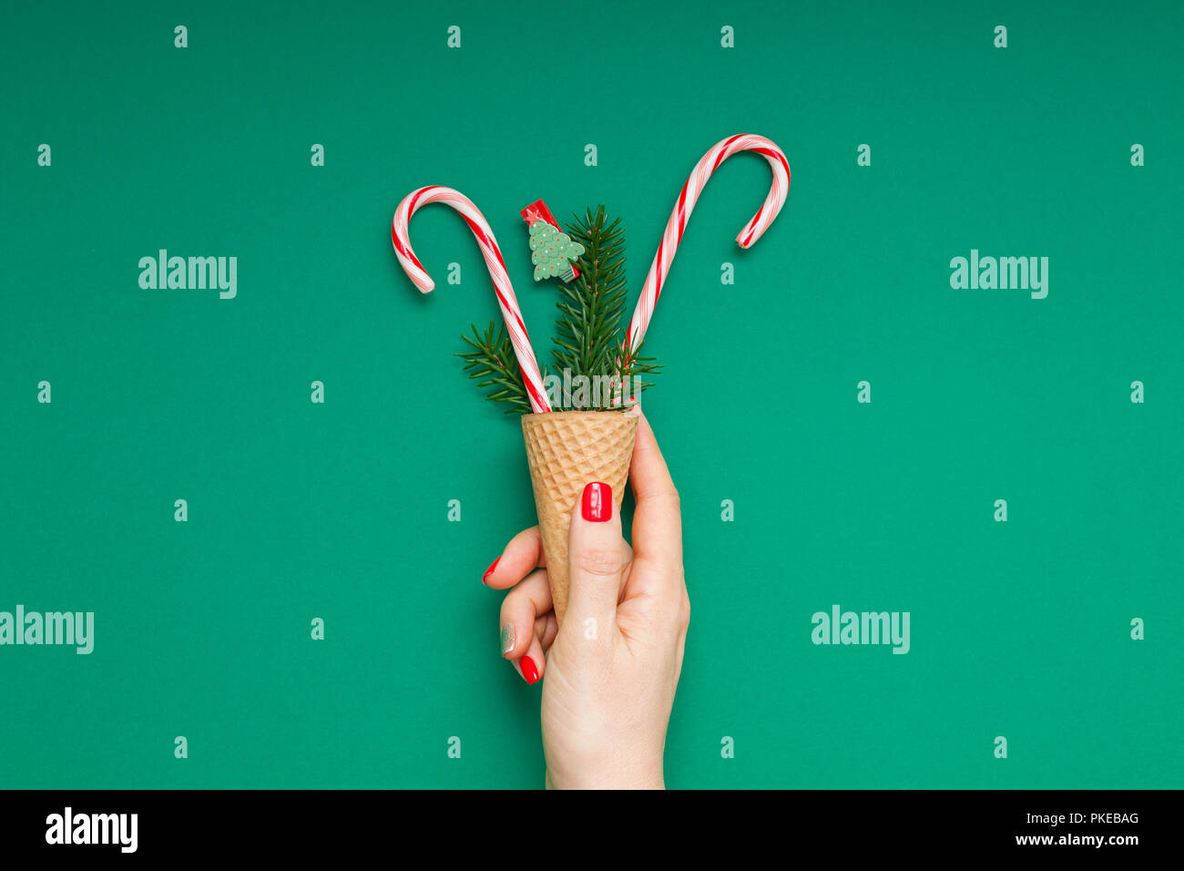 New Year Christmas Xmas holiday celebration woman hand red manicure ...