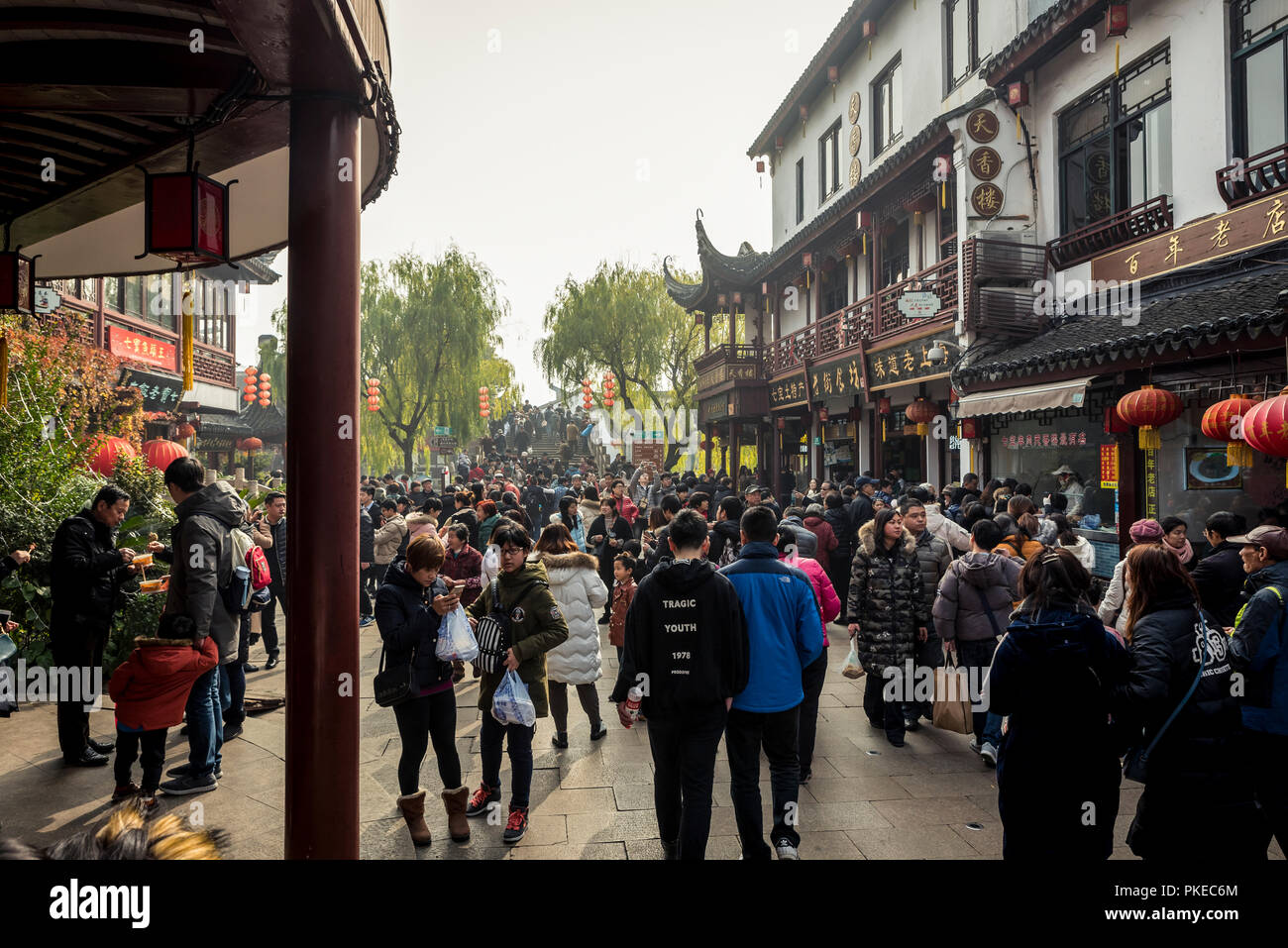 Crowds in Qibao Old Town, Minhang District; Shanghai, China Stock Photo ...
