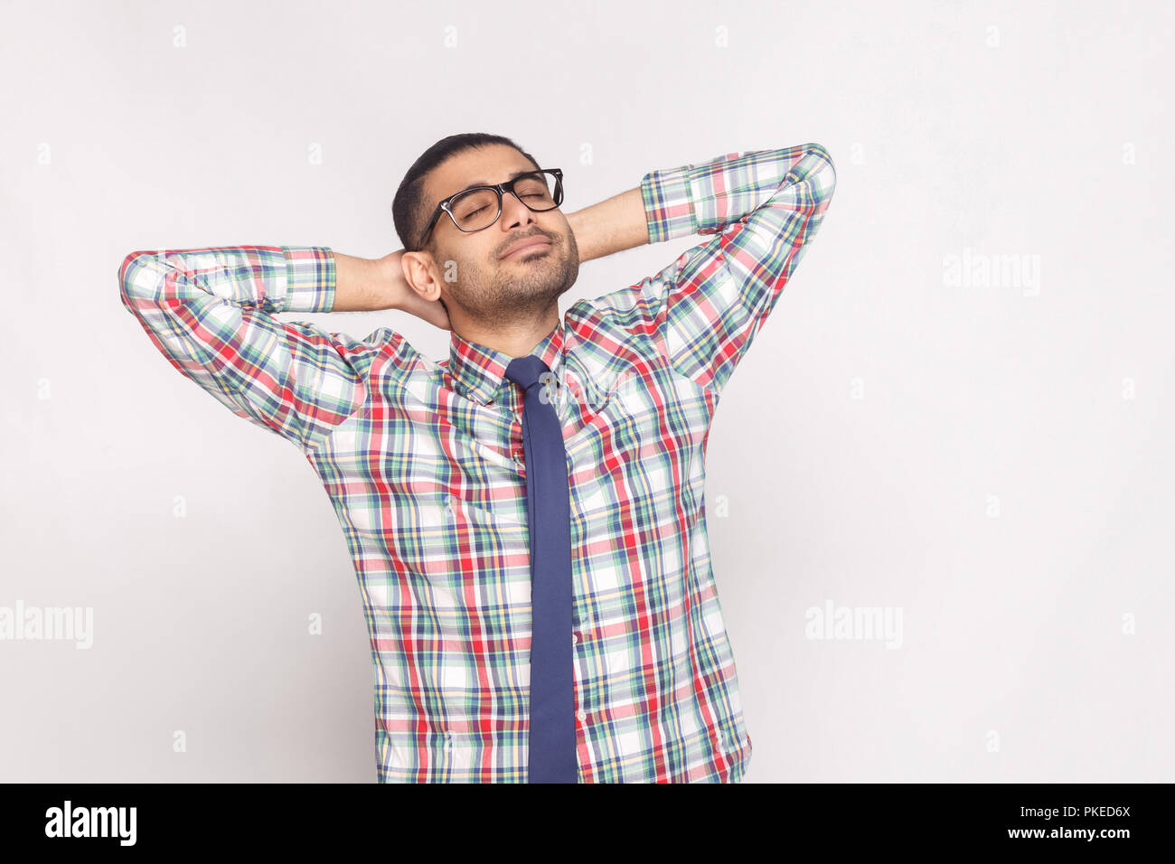 Hand behind head hi-res stock photography and images - Alamy