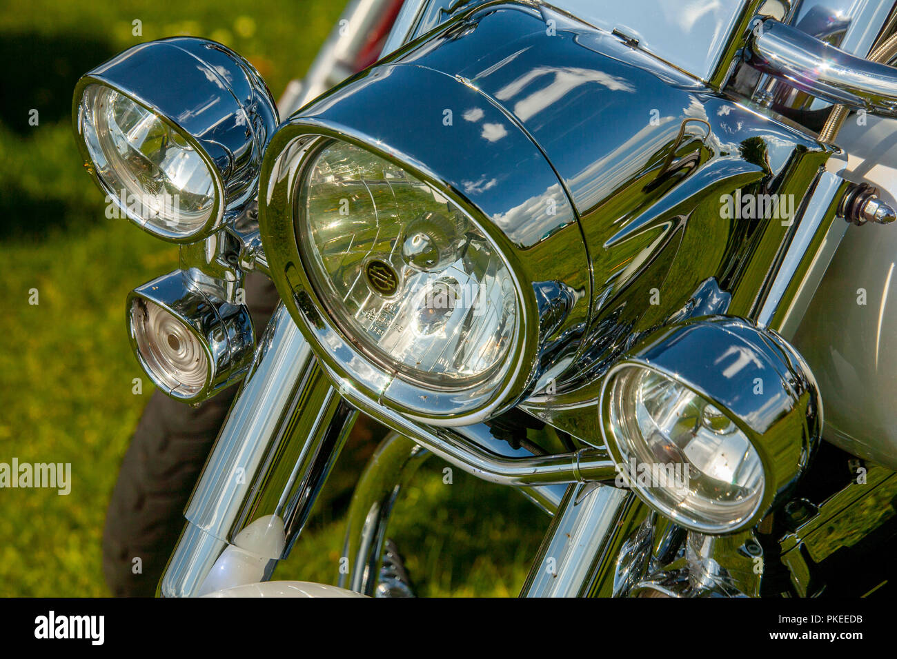 Gleaming White Harley-Davidson Heritage Softail motorbike Stock Photo ...