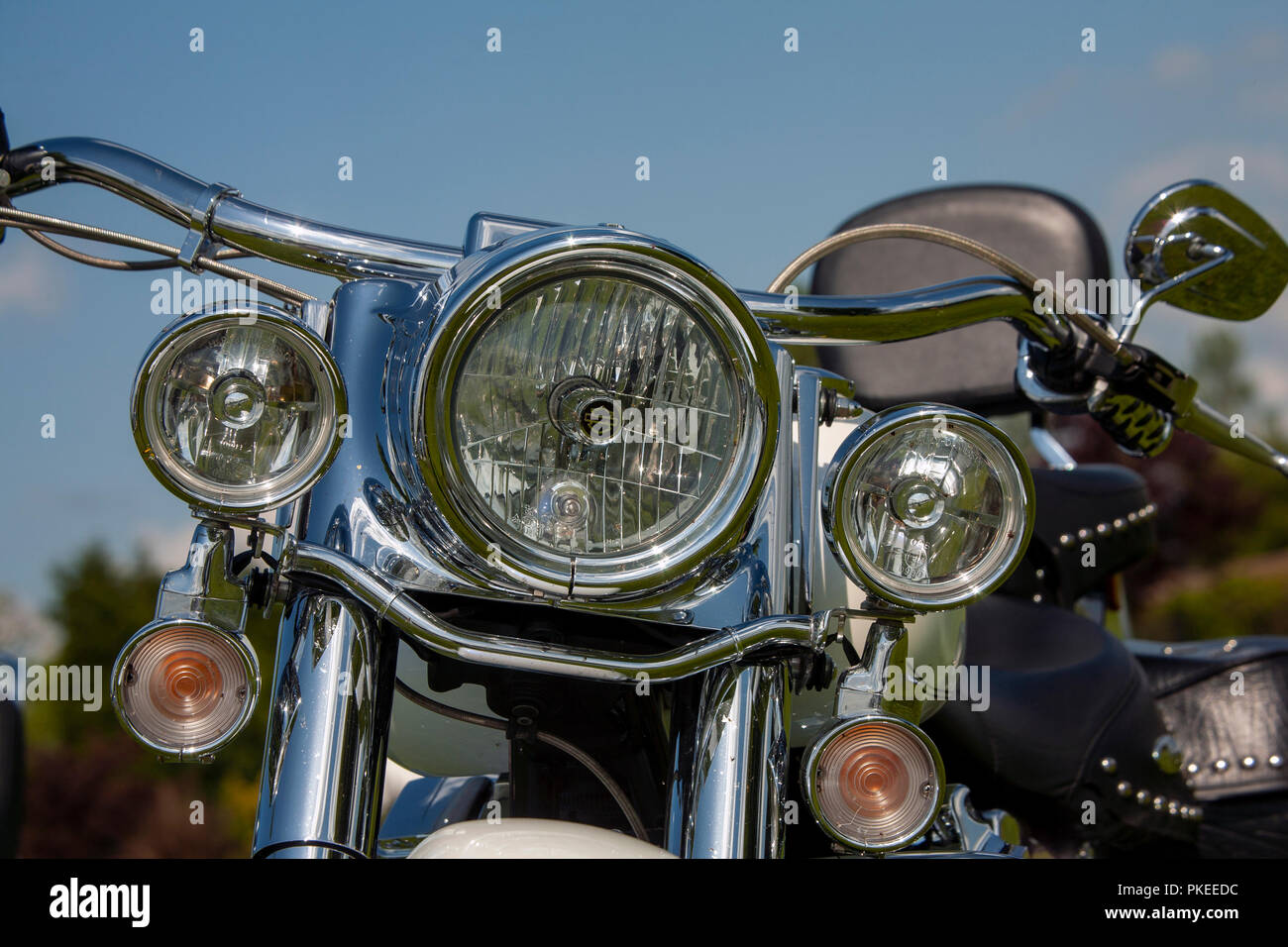 Gleaming White Harley-Davidson Heritage Softail motorbike Stock Photo ...