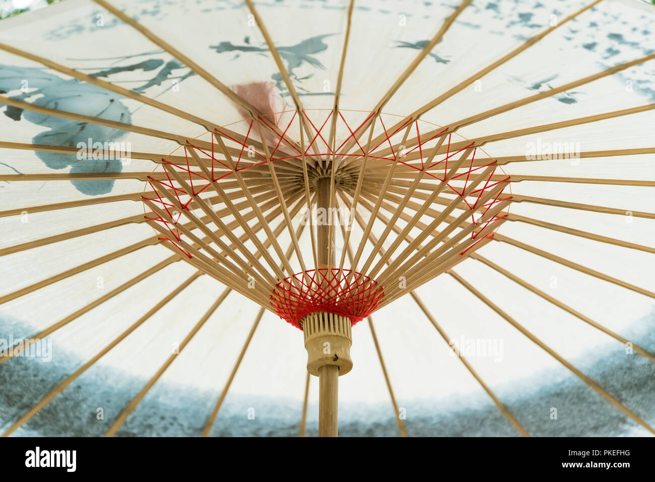 asian umbrella detail handmade decorated close up Stock Photo - Alamy