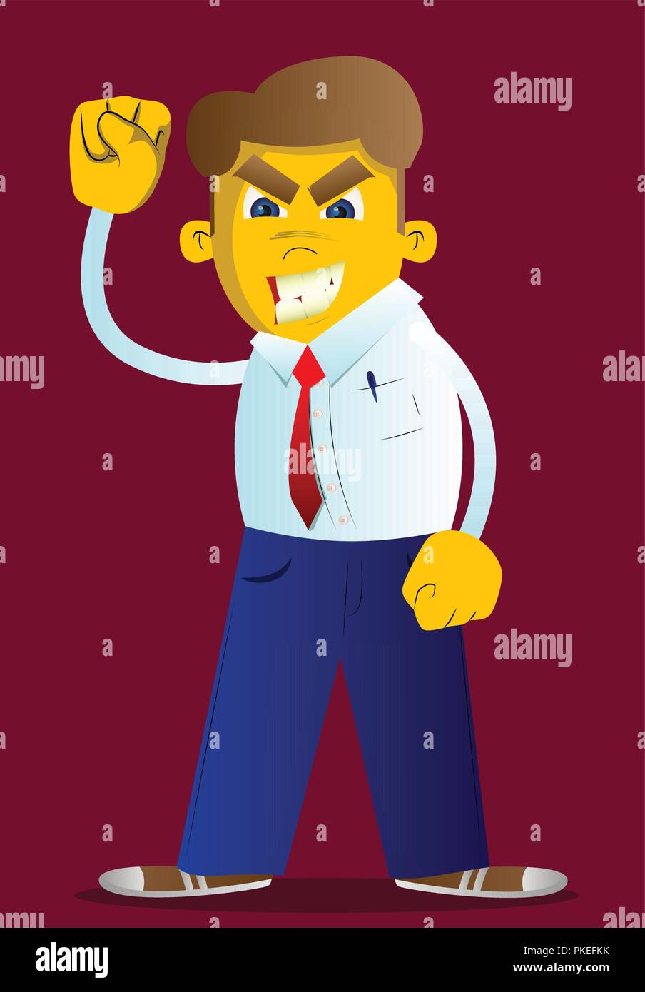 Yellow man making power to the people fist gesture. Vector cartoon ...