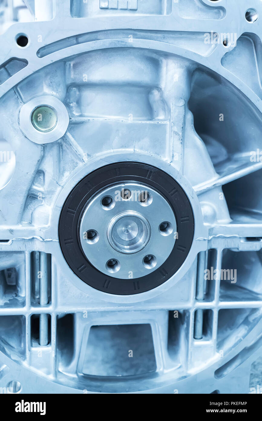 Metallic background of the internal diesel truck engine or car engine ...