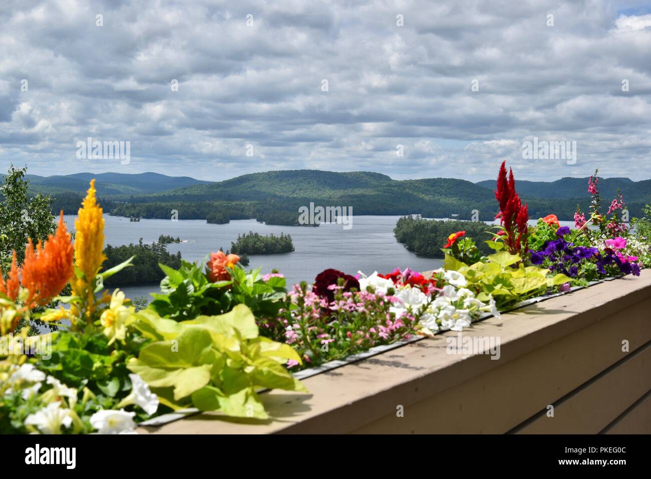 The view of Blue Mountain Lake seen from the Adirondack Museum in the ...