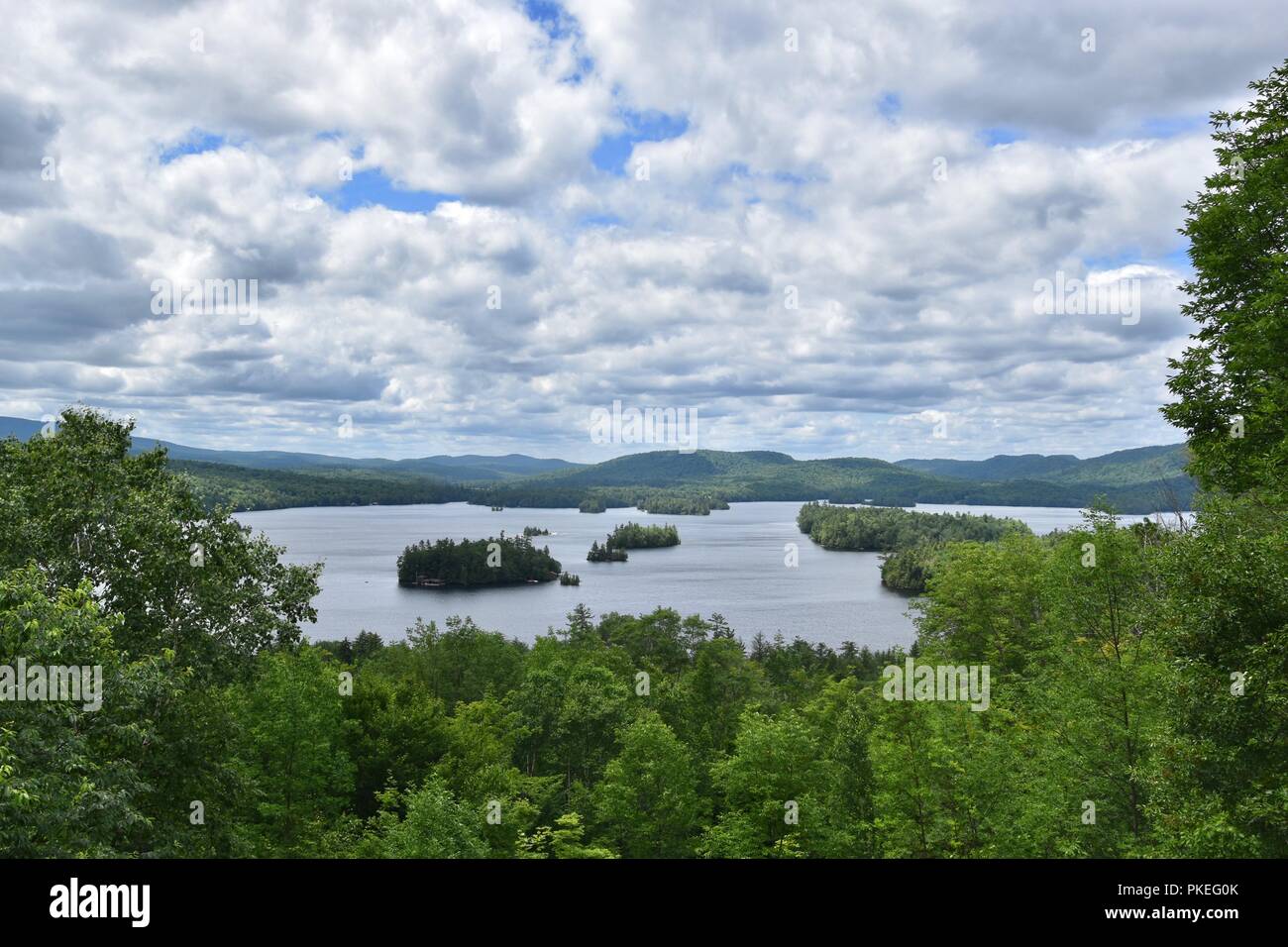 The view of Blue Mountain Lake seen from the Adirondack Museum in the ...