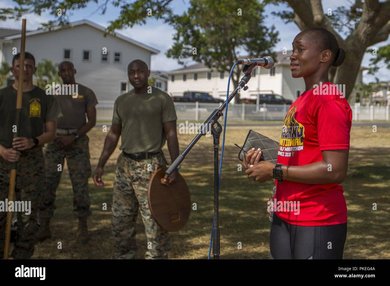 U.S. Marine Corps Lt. Col. Marshalee Clarke, the commanding officer of Headquarters Battalion ...