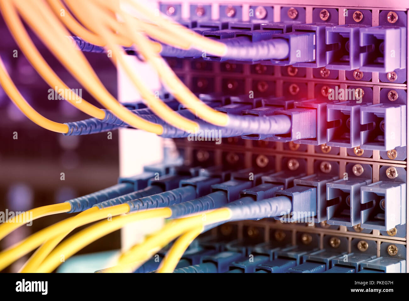 Technology center with fiber optic equipment Stock Photo - Alamy