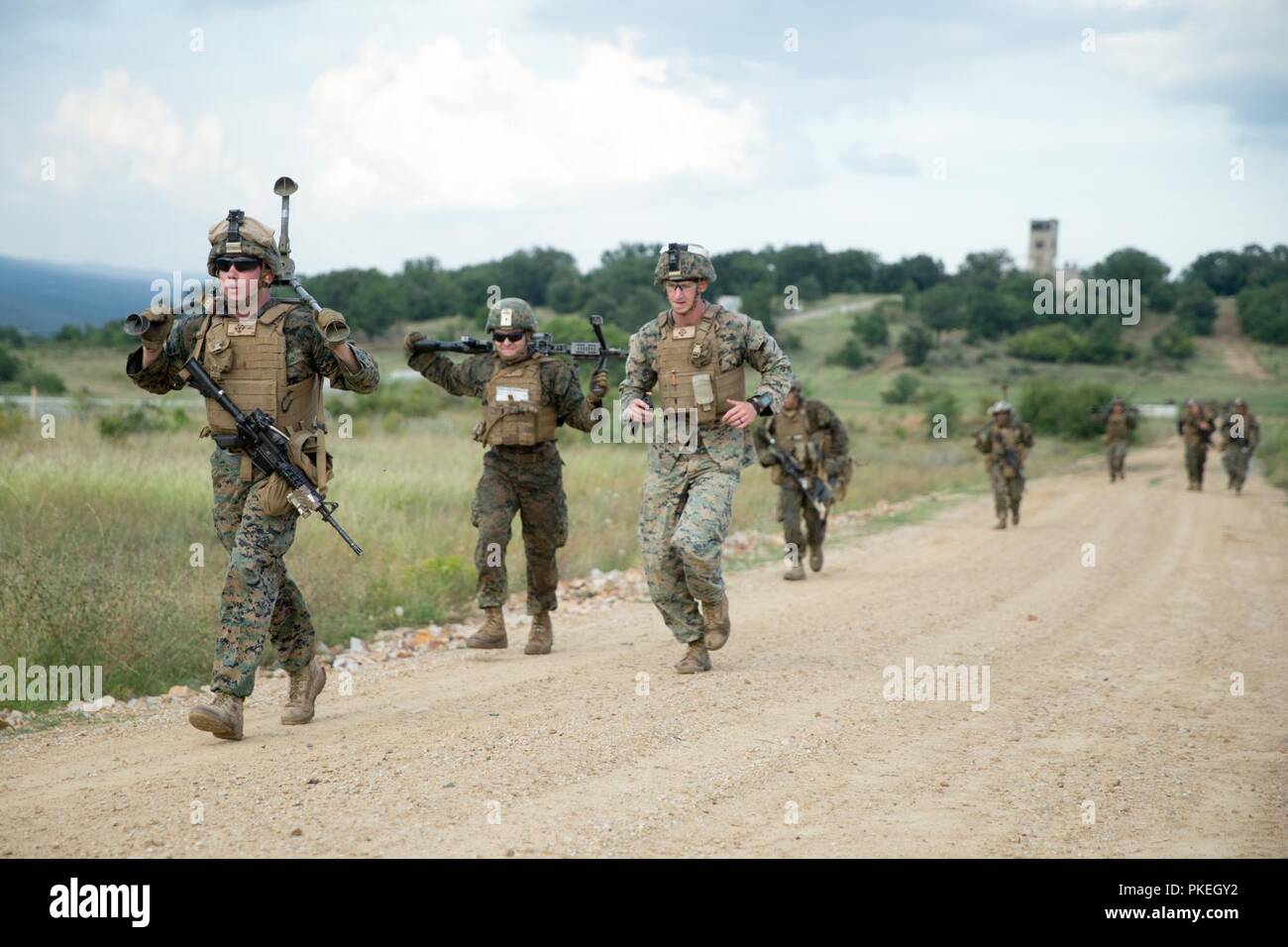 U.S. Marines with Black Sea Rotational Force (BSRF) 18.1 maneuver to a ...