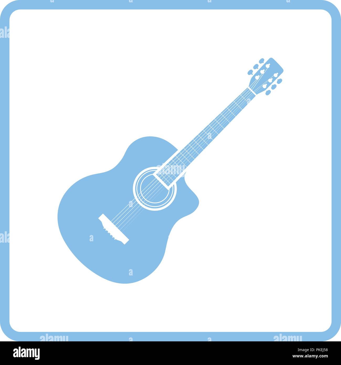 Acoustic guitar icon. Blue frame design. Vector illustration Stock ...