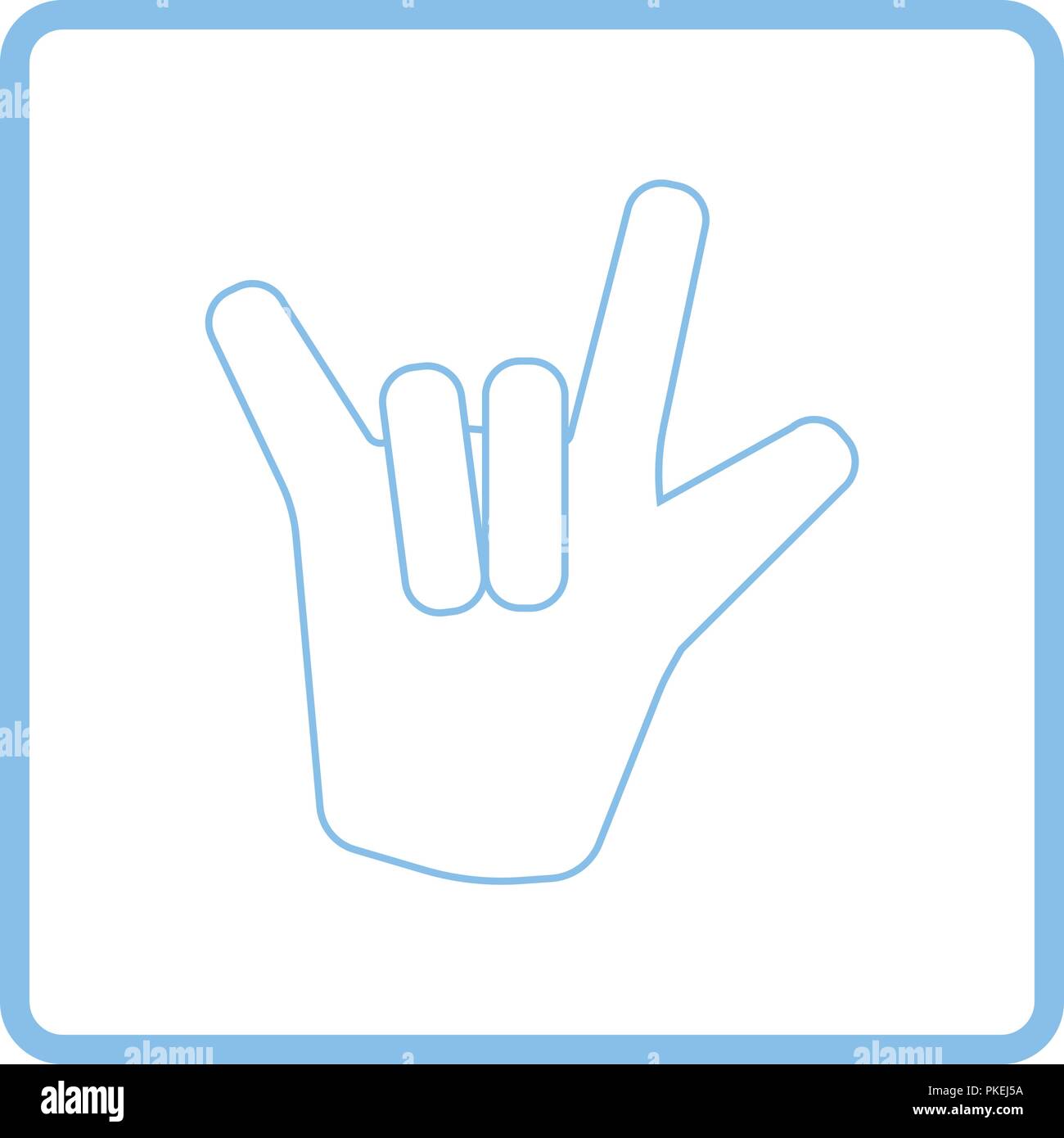 Rock hand icon. Blue frame design. Vector illustration Stock Vector ...