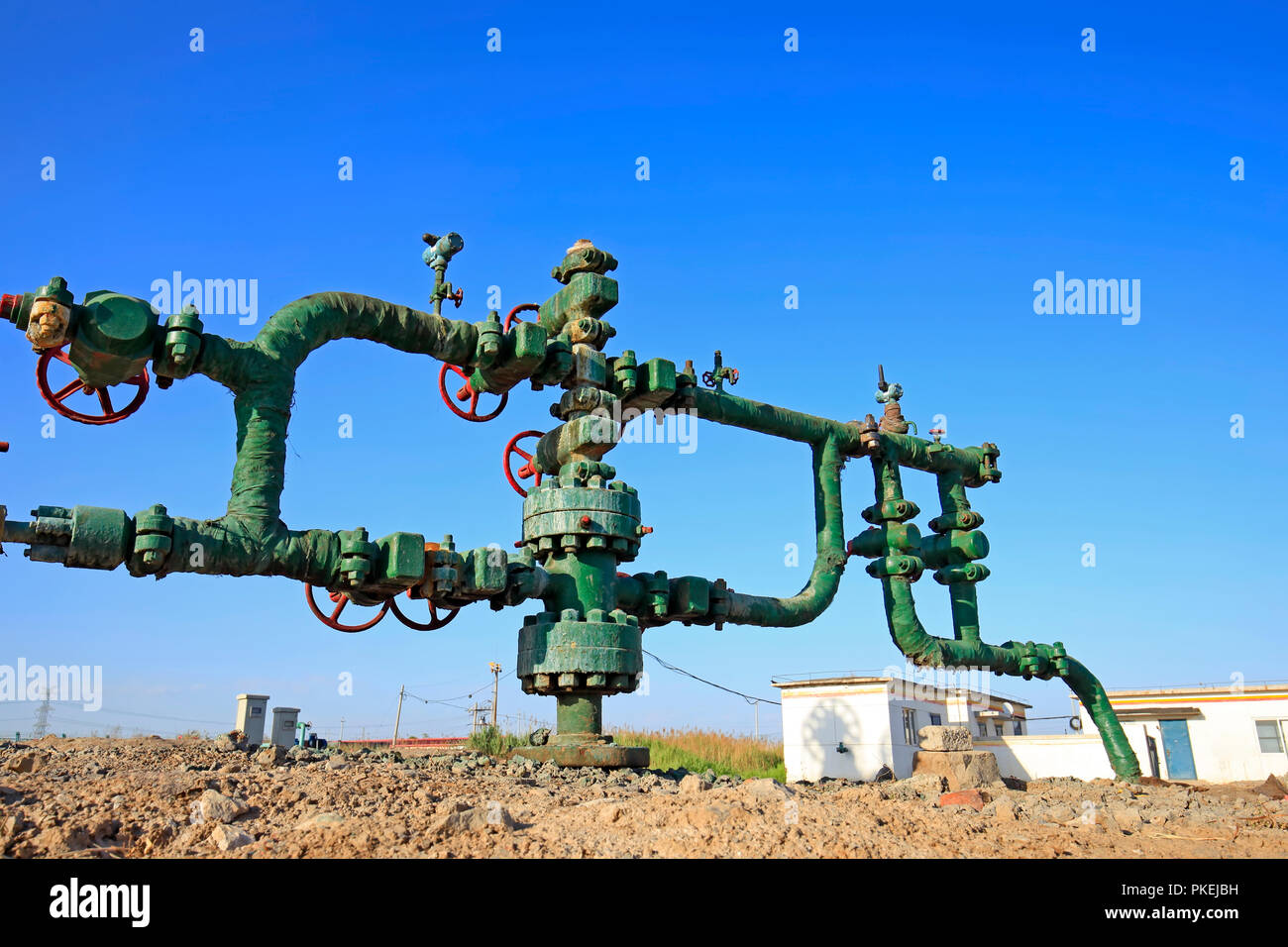 Oil pipeline in oil field Stock Photo - Alamy