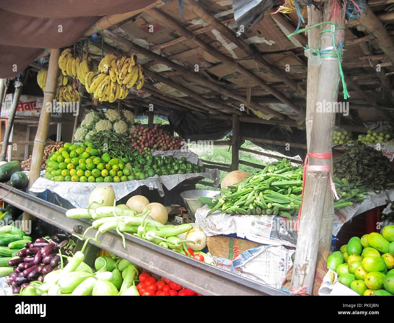 Fruits and Vegetables being sold in a streetside shop in India Stock ...