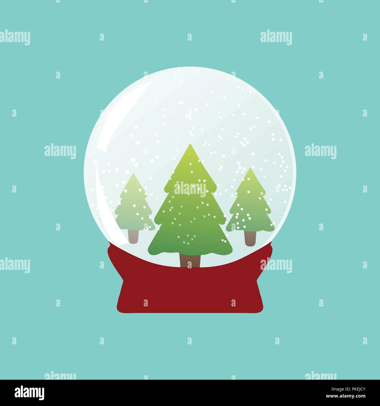 Vector illustration. Snowball with flying snow and fir trees Stock ...