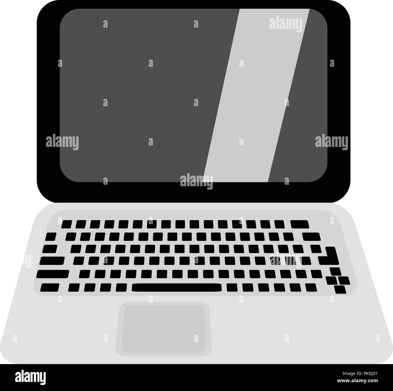 Vector illustration. Open silver laptop on white background Stock ...