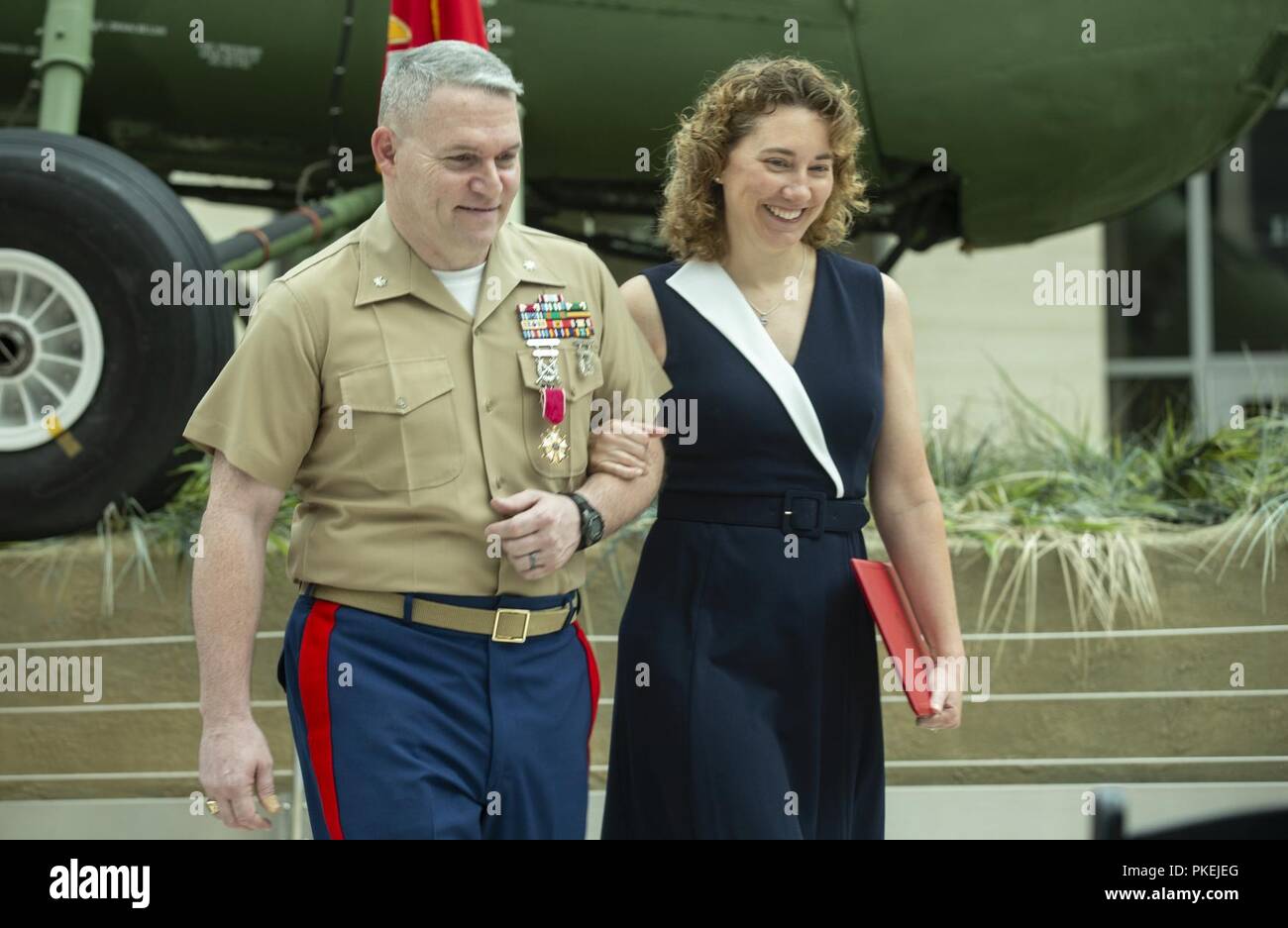 U.S. Marine Corps Lt. Col. Douglas K. Keller, left, communications ...