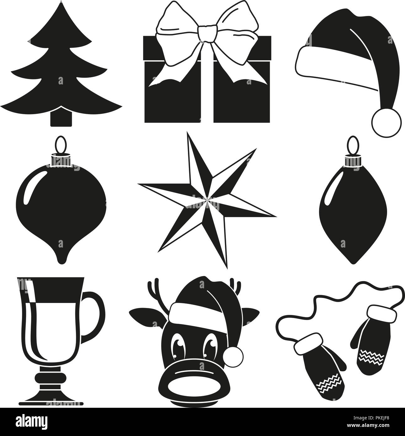 Black and white 9 christmas elements set Stock Vector Image & Art - Alamy Black and white 9 christmas elements set Stock Vector Image & Art - Alamy