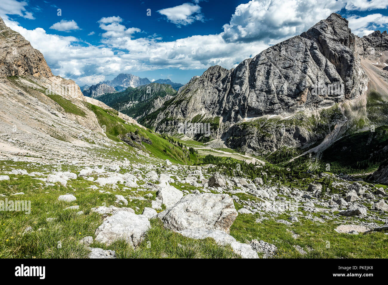 Italy Dolomites - marmolada - downhill from the Ombretta Pass to the ...