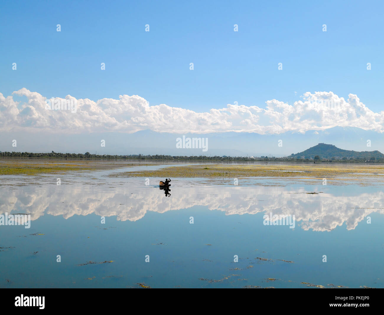 A ROW BOAT ON NIGEEN LAKE, SRINAGAR, KASHMIR, INDIA, ASIA Stock Photo ...